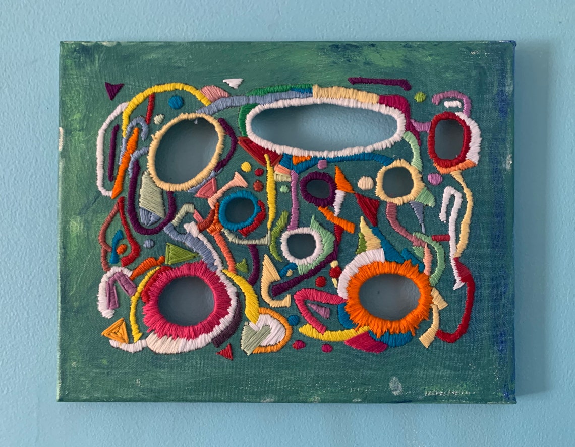 Abstract Embroidery Art on Canvas Art and Collectables Fiber - Etsy