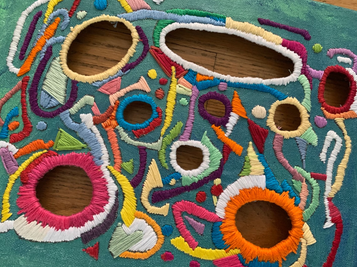 Abstract Embroidery Art on Canvas Art and Collectables Fiber - Etsy