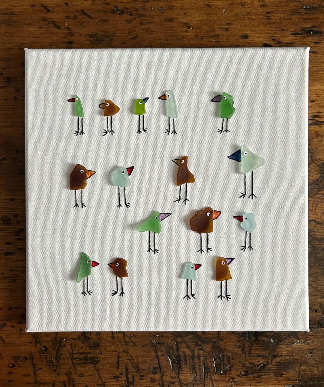 Embroidered Beach Glass Birds; Vermont Beach Glass, Bird Art ...