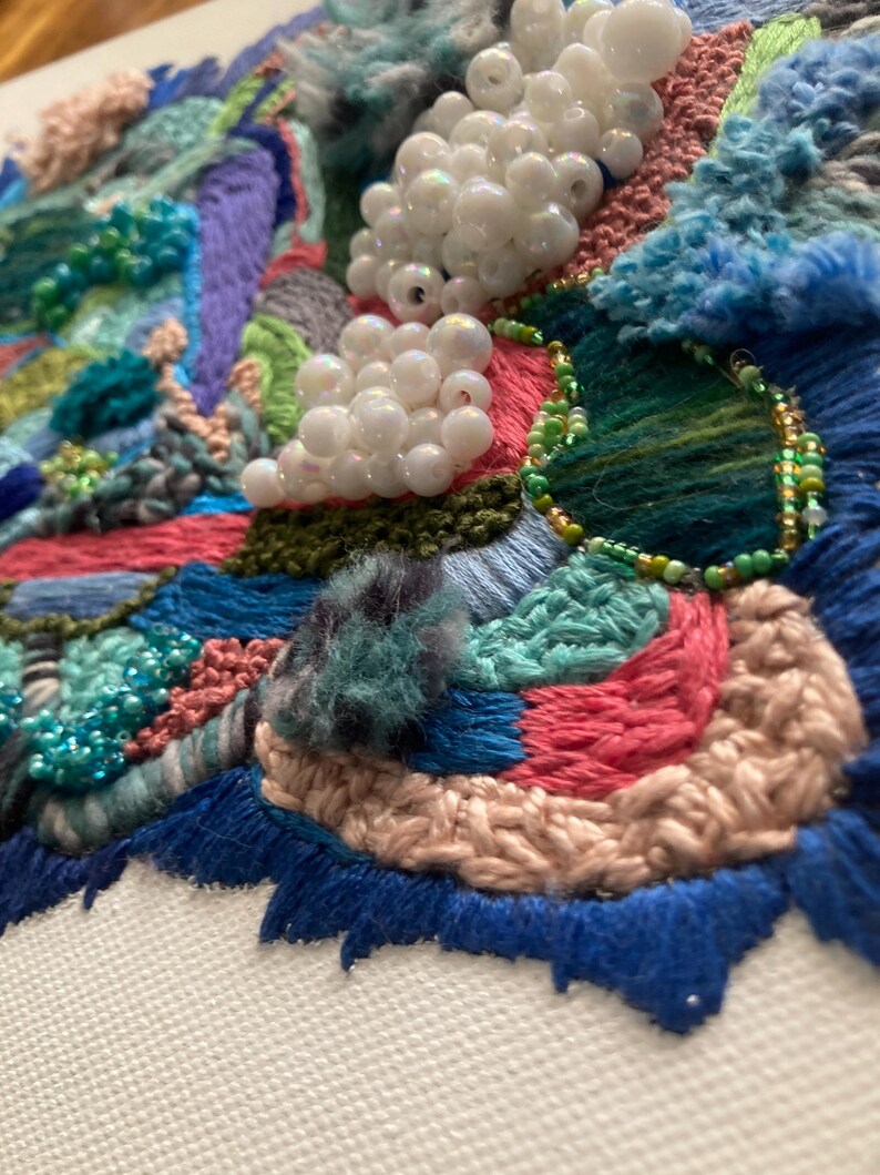 12"x9" Abstract Fiber Art; Embroidery Art | Art and Collectables ...
