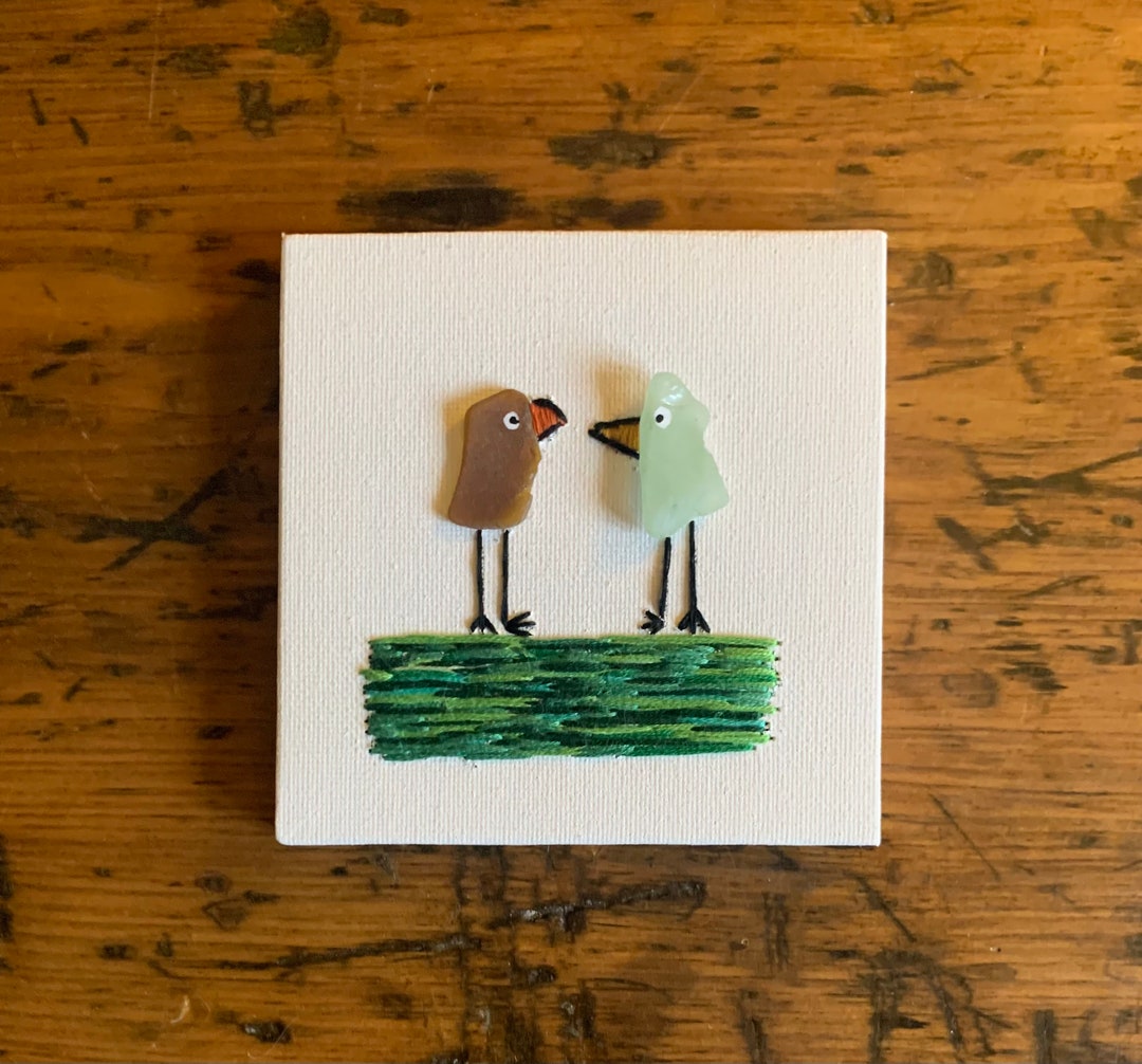 Embroidered Beach Glass Birds Lake Champlaing Beach Glass - Etsy