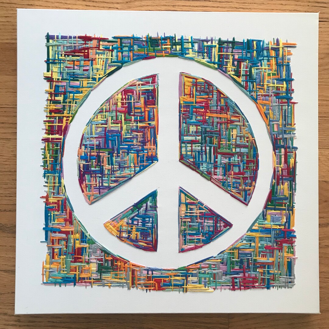 Large Embroidered Peace Sign-art and Collectables Home and - Etsy