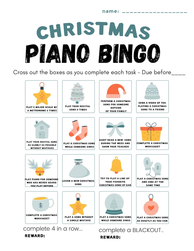 Christmas Piano Worksheet Instant Download Pdf Piano Theory for ...