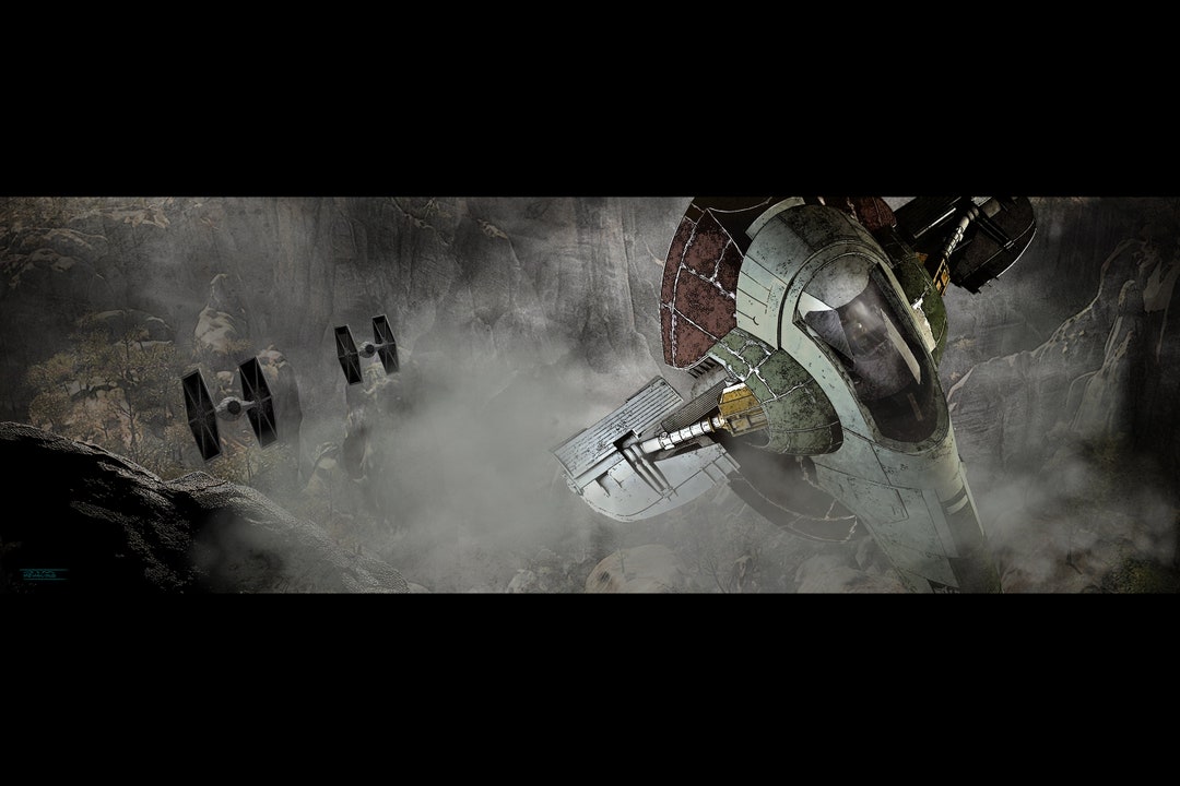 Boba Fett Ship_slave 1 and TIE Fighters 12"x18" Metal - Etsy