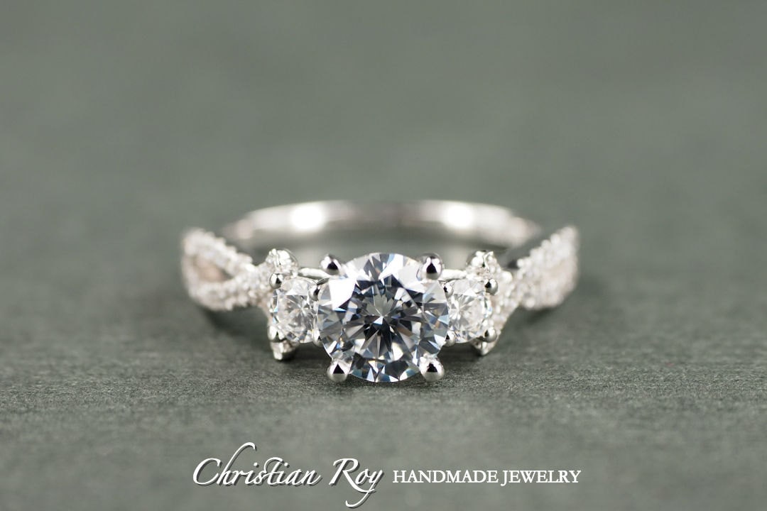 Vintage Sided Pave' Stone Ring