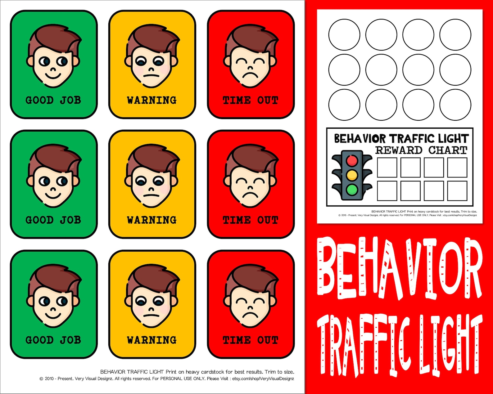 BEHAVIOR MANAGEMENT Traffic Light Chart & Picture Cards Set PCS - Etsy