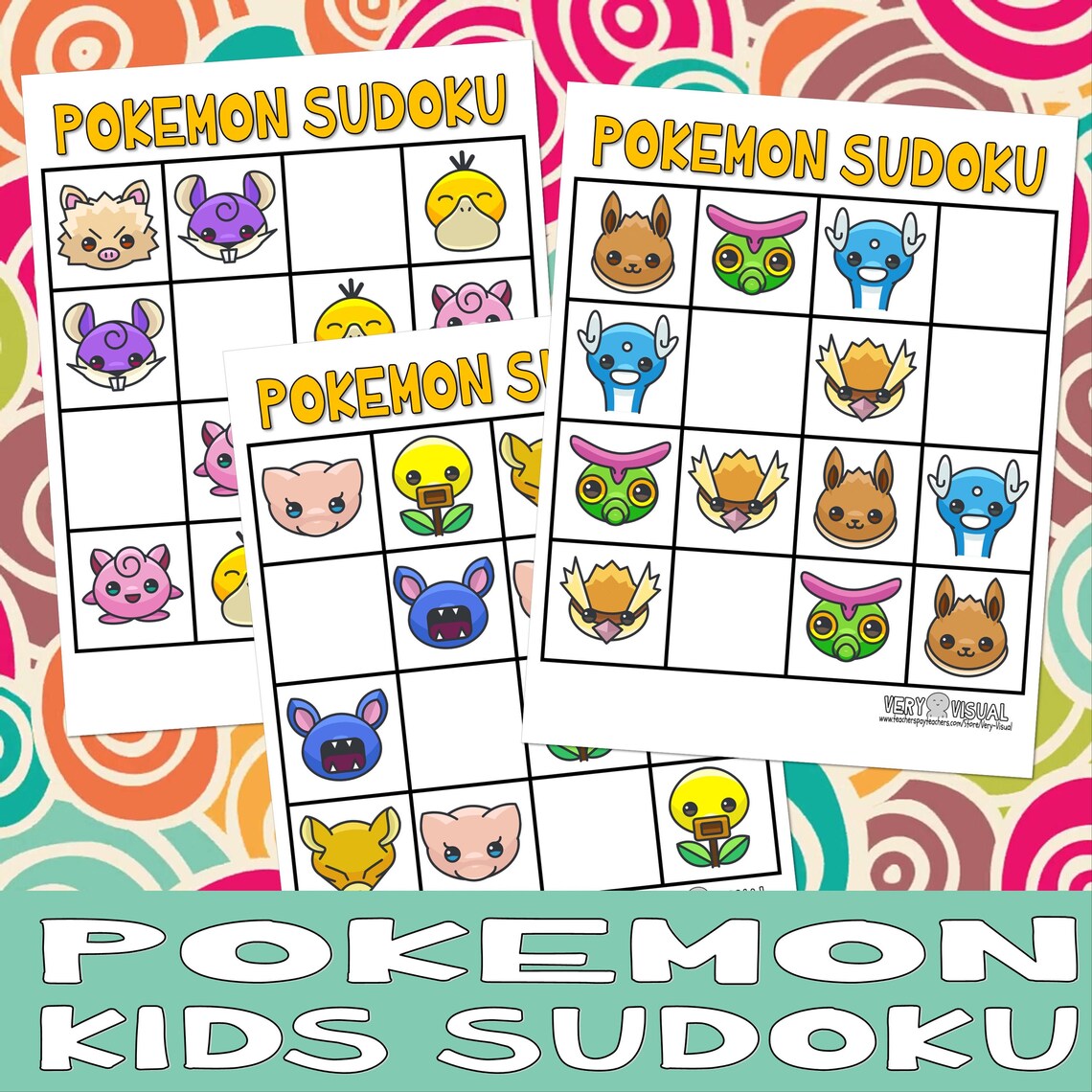 KIDS PICTURE SUDOKU : Pokemon Logic Brain Game for Beginners | Etsy