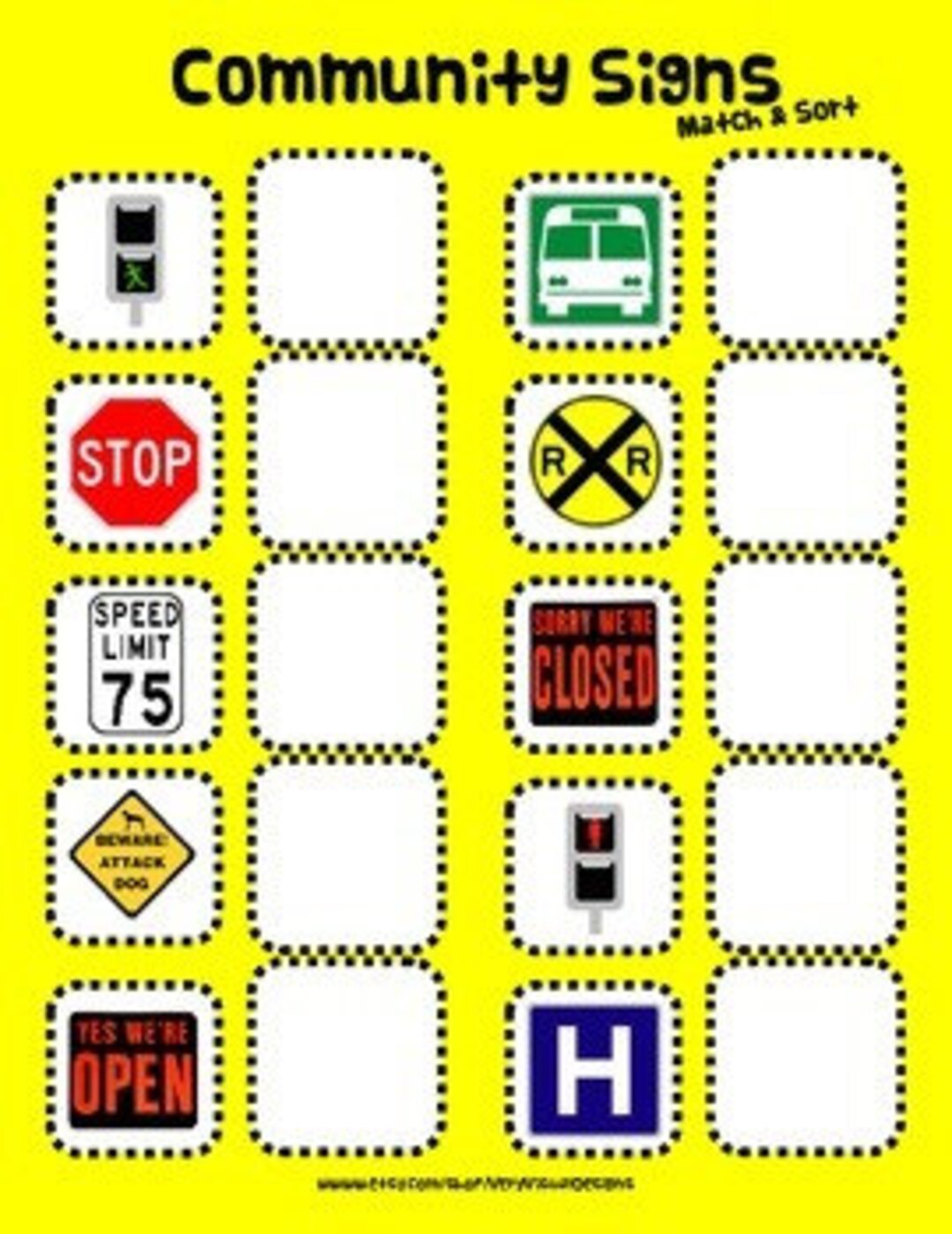 COMMUNITY SAFETY SIGNS Matching & Sorting Activity : Autism Special ...