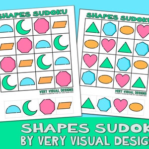 KIDS PICTURE SUDOKU Shapes Math Printable Puzzles for Beginners ...