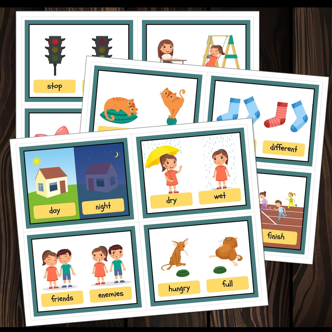 OPPOSITES CARD SET 1 : Kids Basic Concepts & Attributes Activity ...