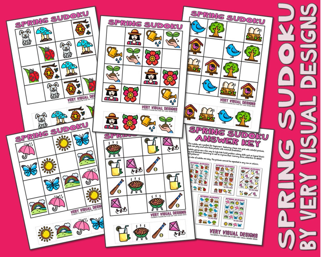 KIDS PICTURE SUDOKU Spring Season Printable Puzzles for Beginners ...