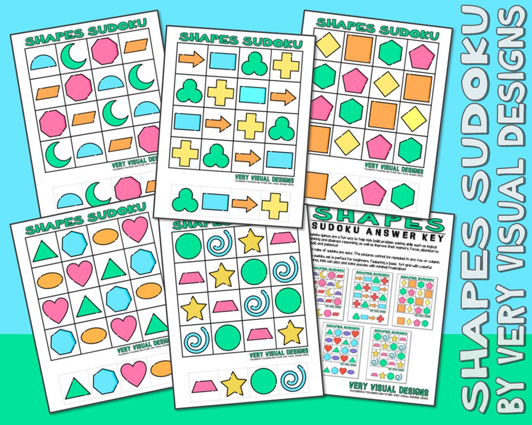 KIDS PICTURE SUDOKU Shapes Math Printable Puzzles for - Etsy