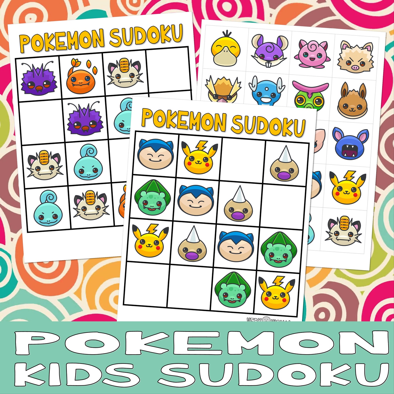 KIDS PICTURE SUDOKU : Pokemon Logic Brain Game for Beginners | Etsy