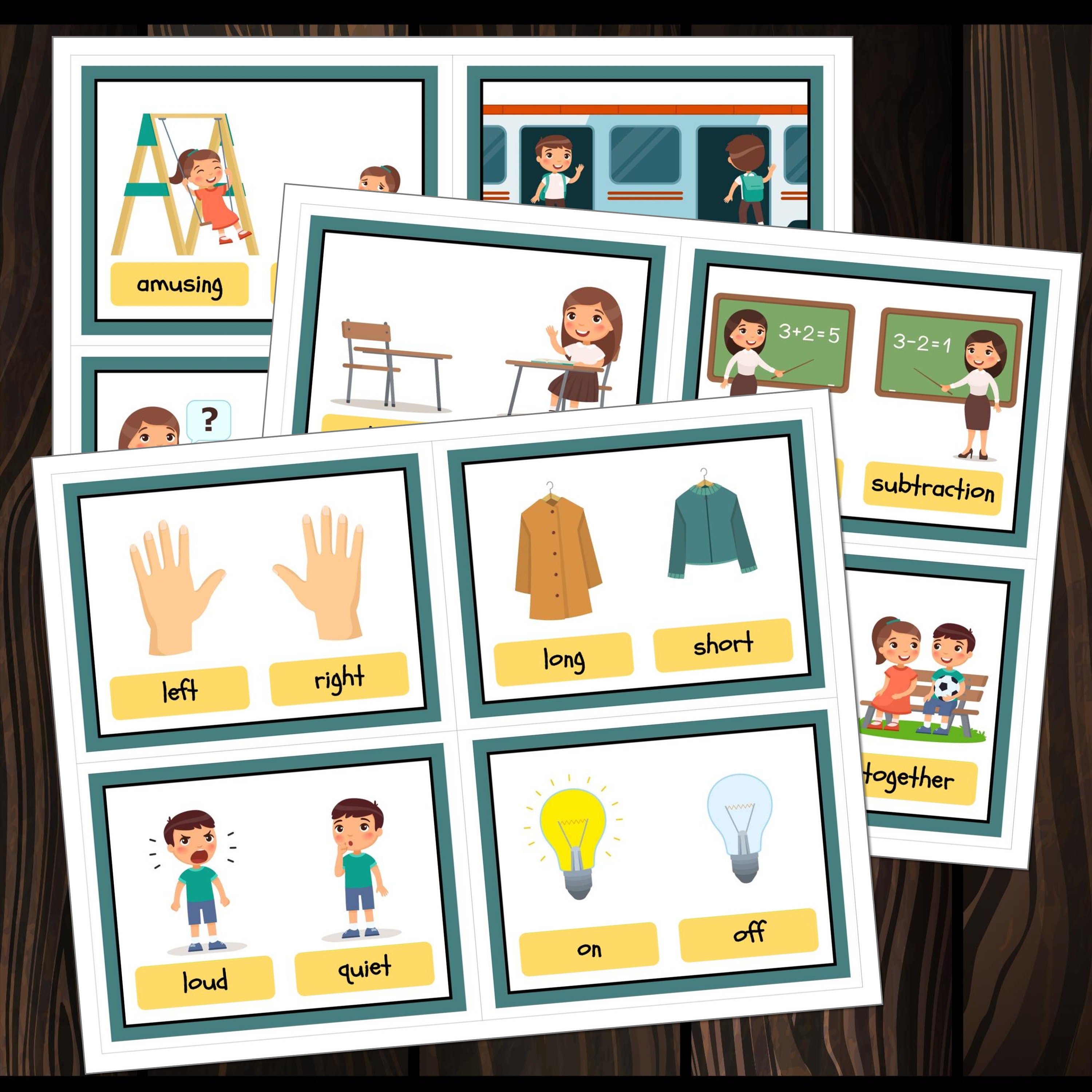 OPPOSITES CARD SET 1 : Kids Basic Concepts & Attributes Activity ...