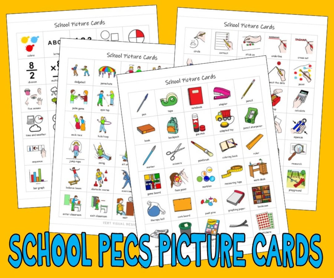 SCHOOL PICTURE CARDS : Classroom Set With 540 Pecs ... Visual Aide ...