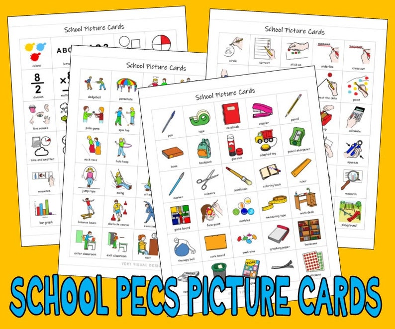 SCHOOL PICTURE CARDS : Classroom Set With 540 Pecs ... Visual Aide ...