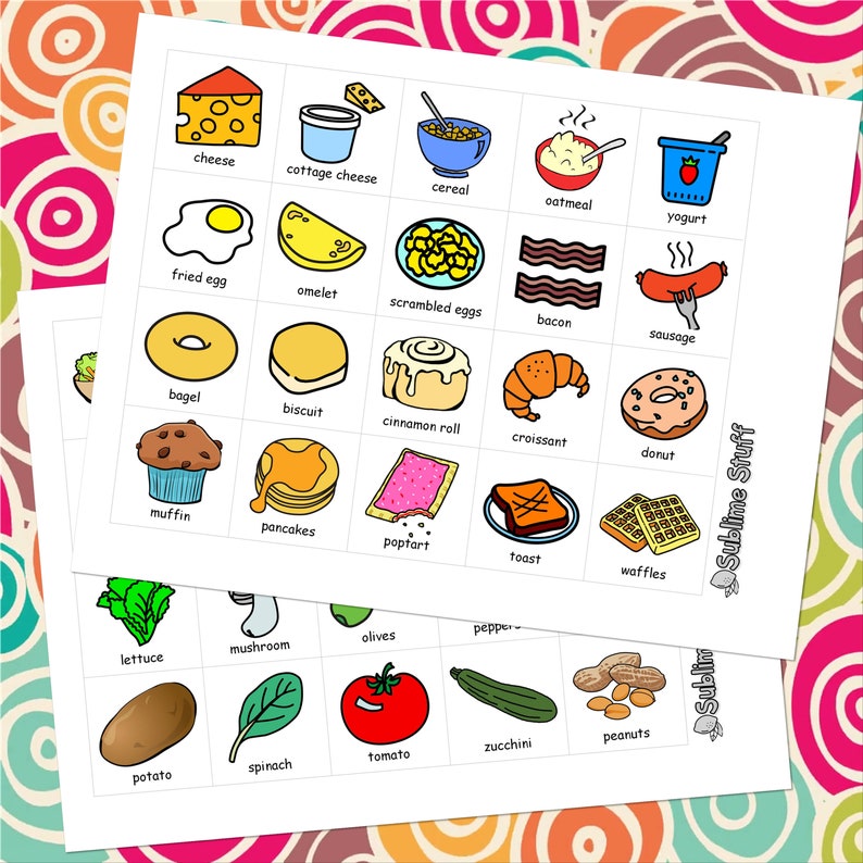 WHATS TO EAT Printable Aide, Kids Visual Mealtime Planner, Food Choice ...