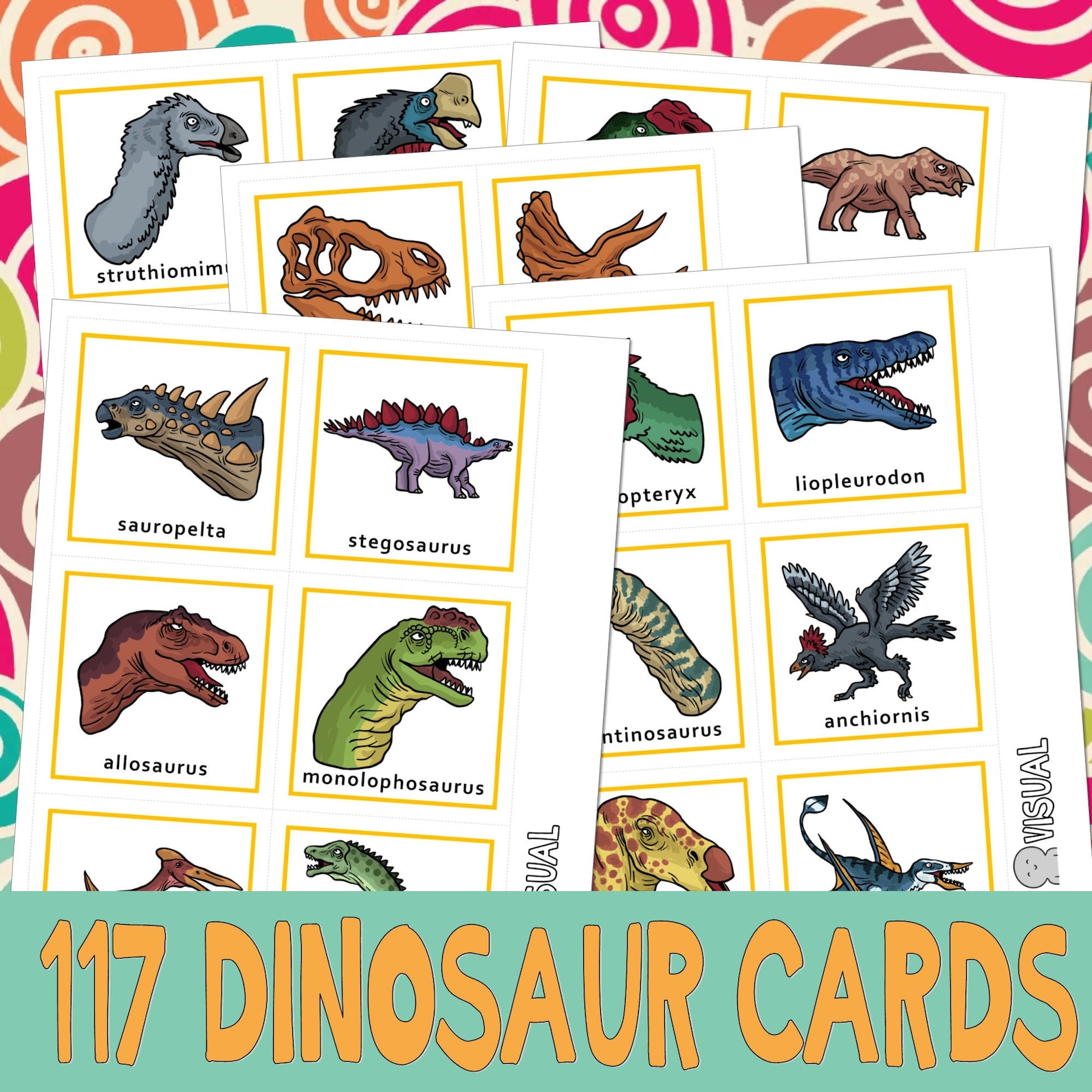 DINOSAUR CARDS 1 : Kids Paleontology & Science Concepts Montessori ...