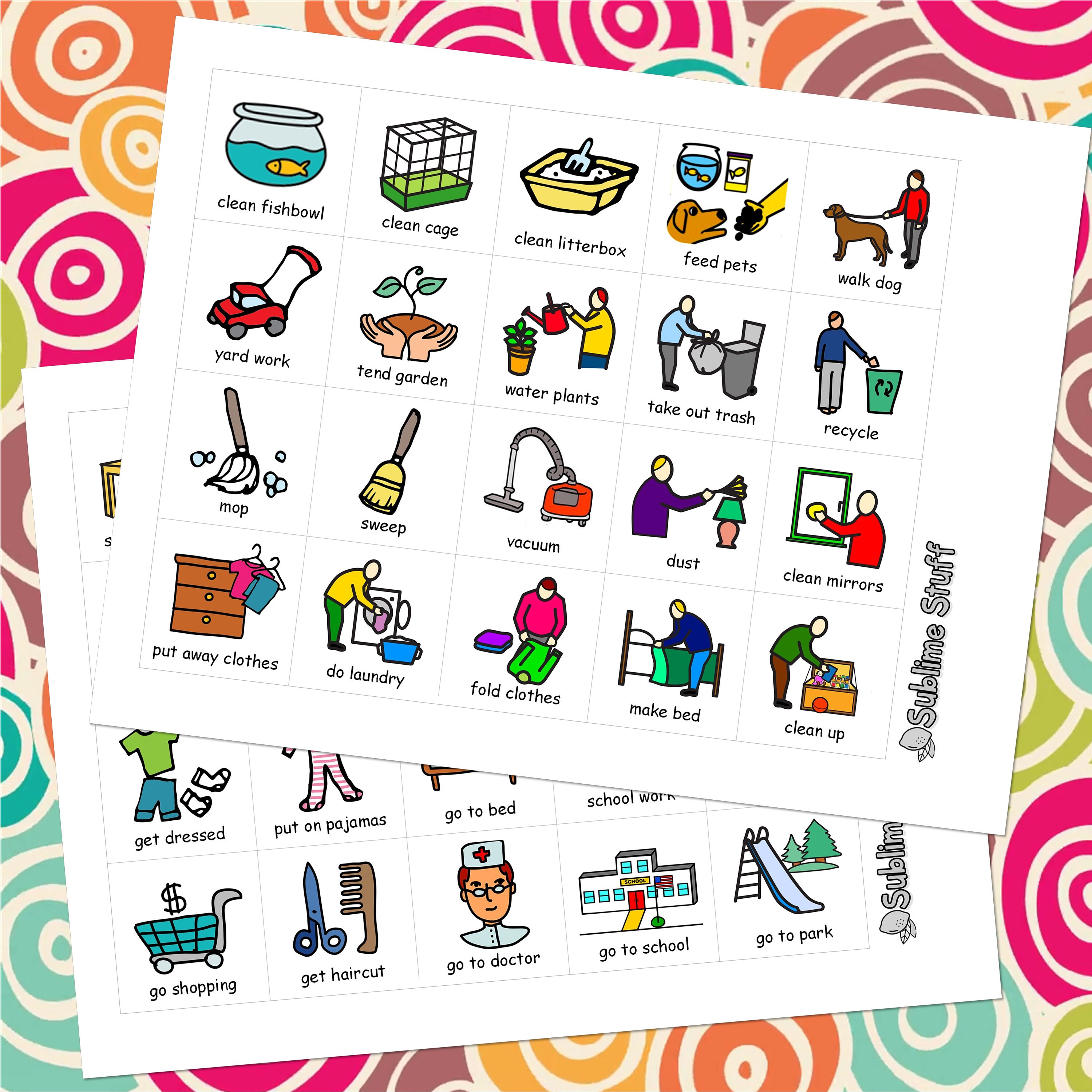 KIDS CHORE CHART Printable Aide, Visual Responsibilities Planner, Daily ...