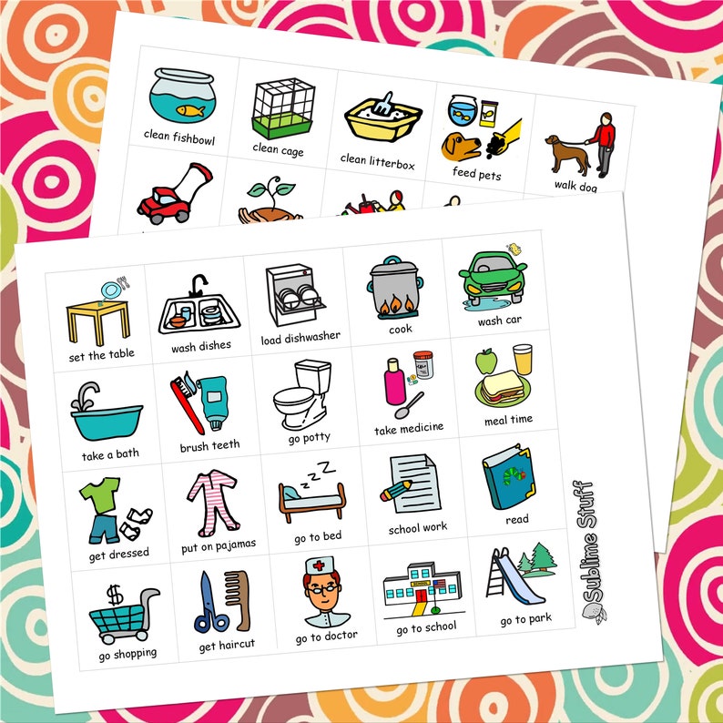 KIDS CHORE CHART Printable Aide, Visual Responsibilities Planner, Daily ...