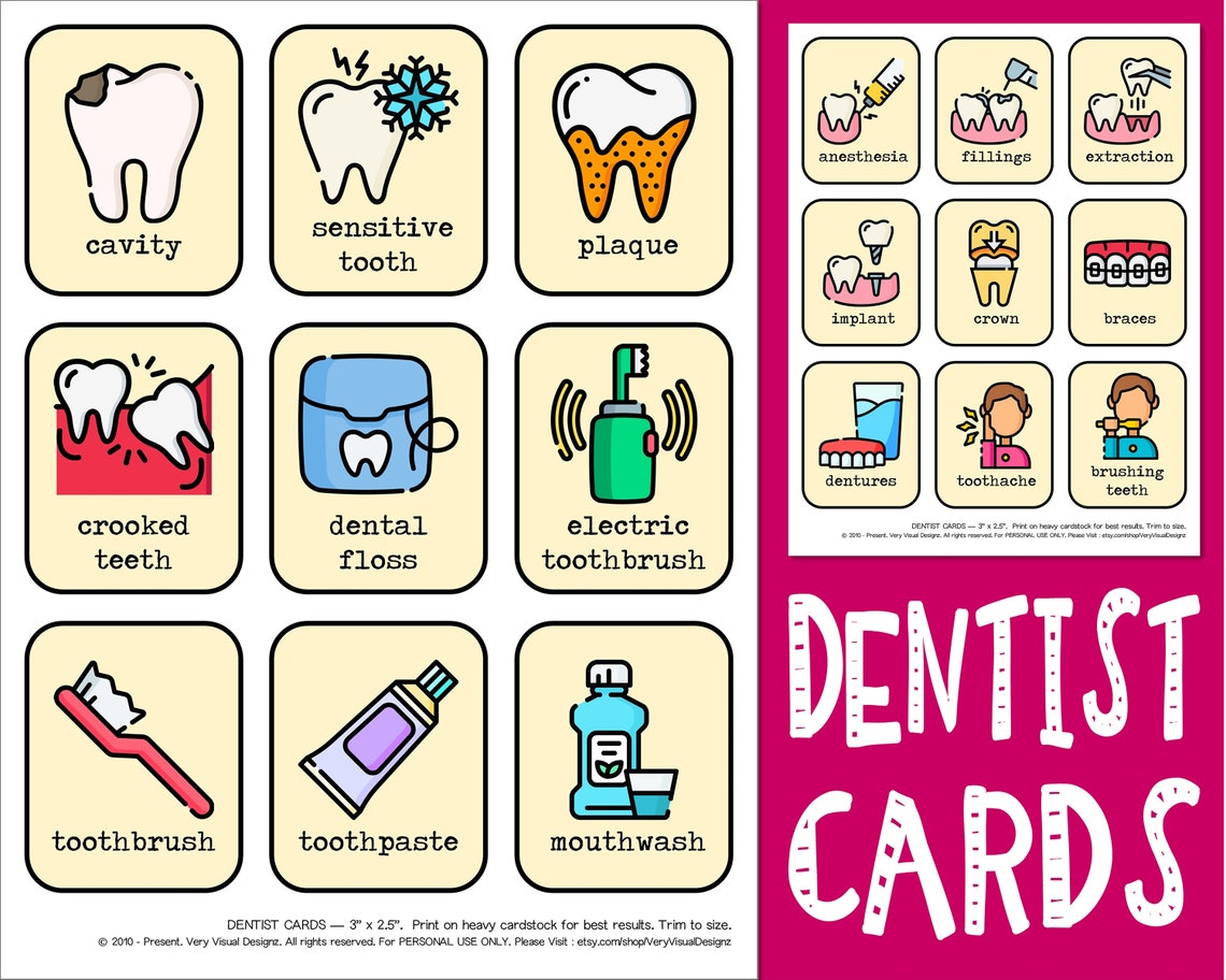 DENTIST CARDS 1 : Dental Icons Brushing Teeth Pictures Healthcare PCS ...
