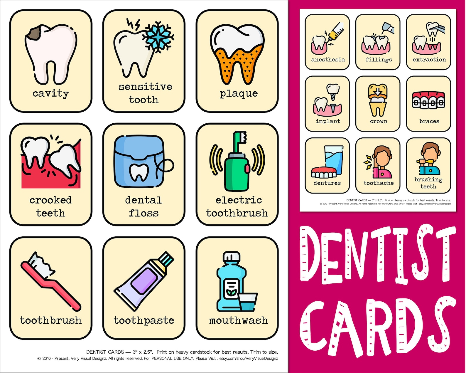 DENTIST CARDS 1 : Dental Icons Brushing Teeth Pictures Healthcare PCS ...