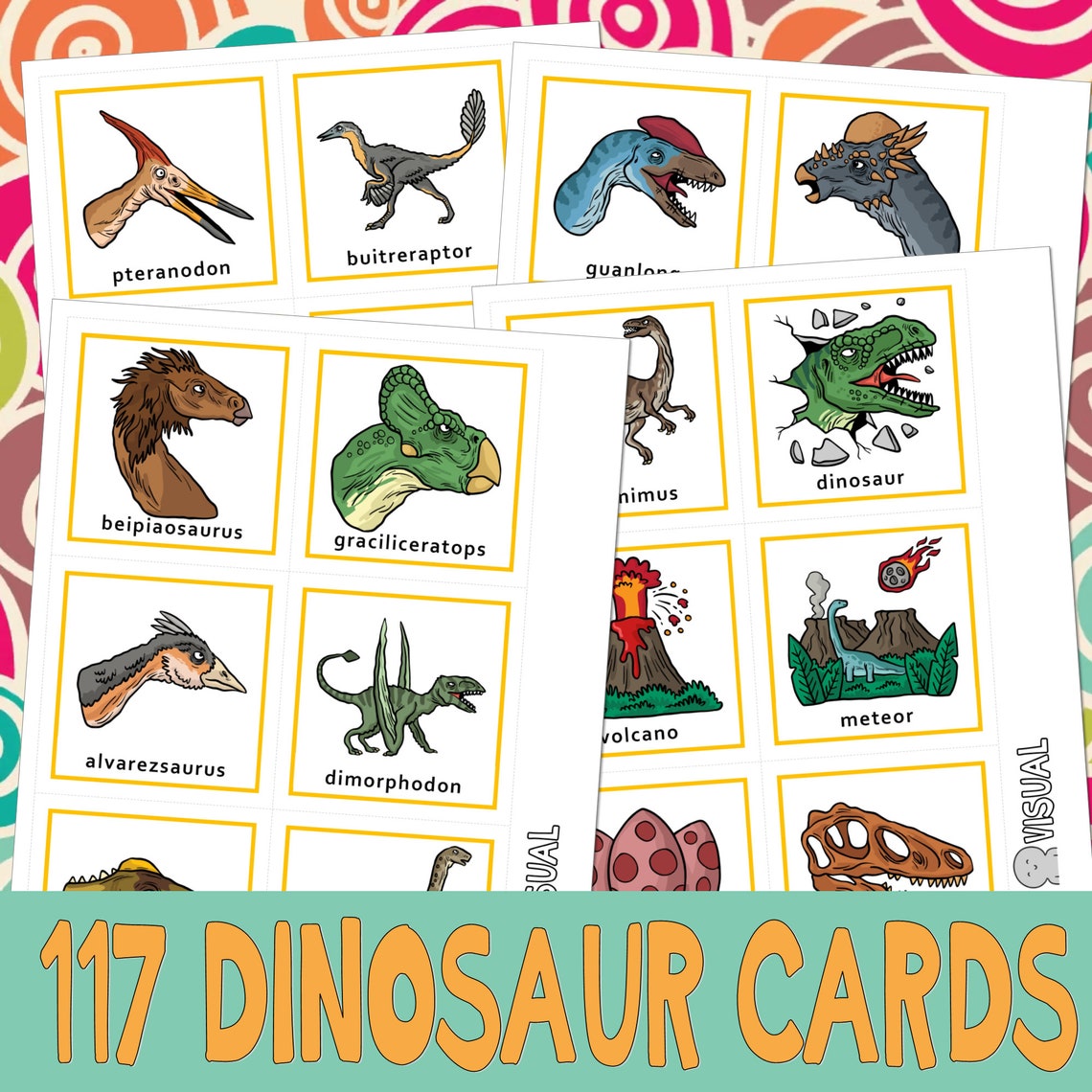 DINOSAUR CARDS 1 : Kids Paleontology & Science Concepts Montessori ...