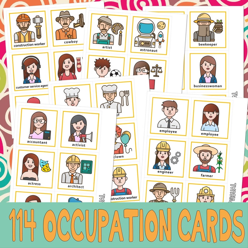 OCCUPATION CARDS 1 : Kids Community Helpers Icons Job Flashcards Set - Etsy