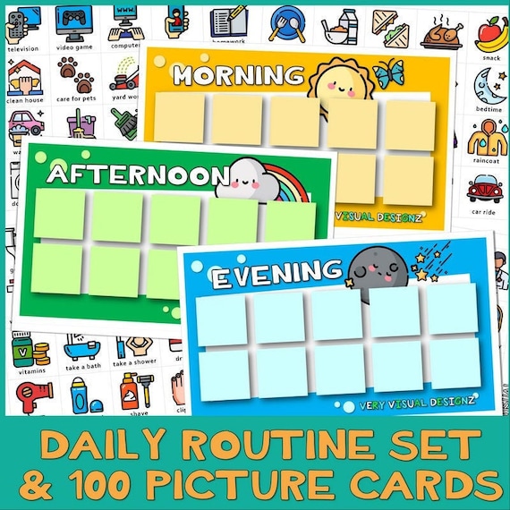 DAILY ROUTINE Visual Schedule Set to Do Planner Picture Icons | Etsy