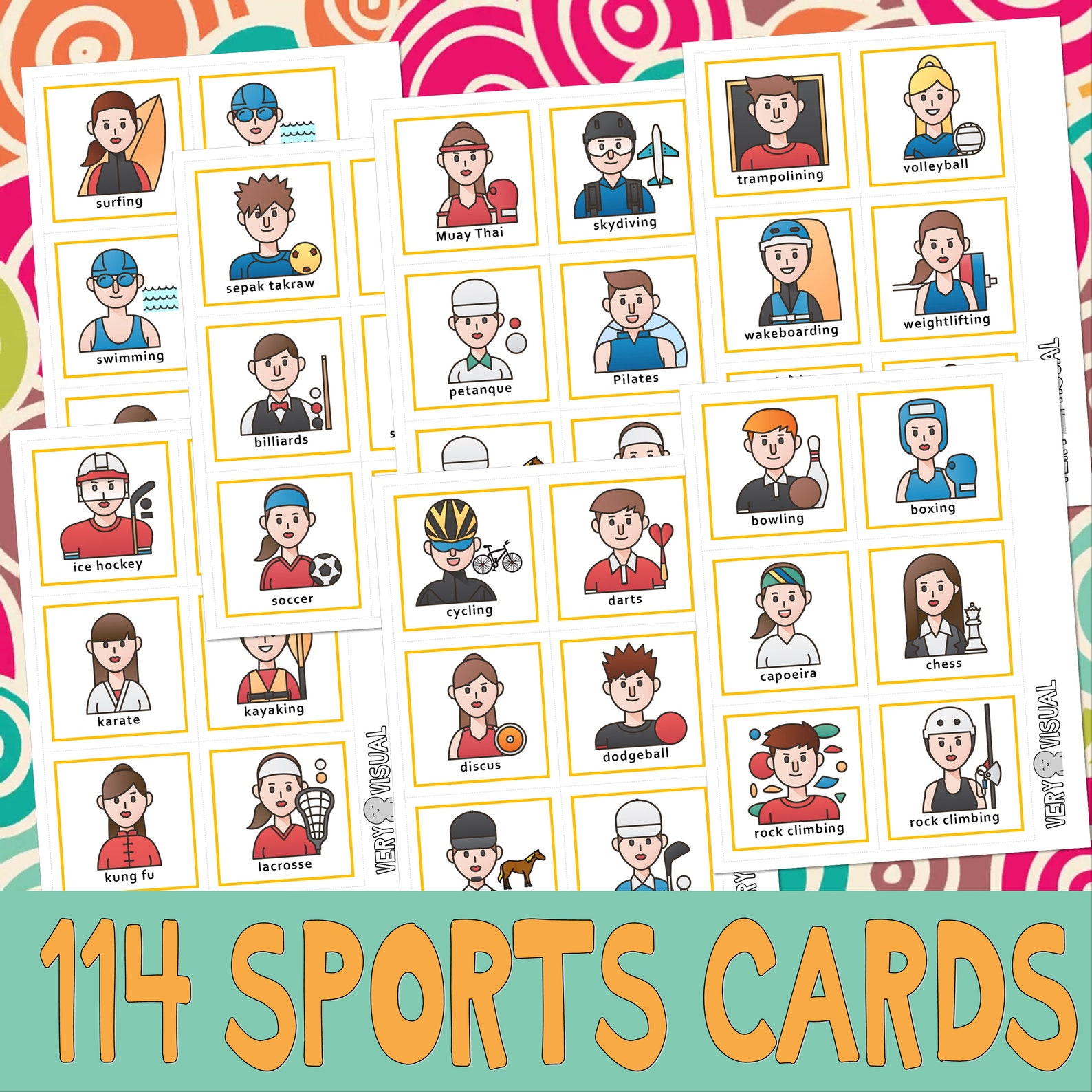 SPORTS CARDS 1 : Athlete Icons Active Lifestyle Flashcards Recreation ...
