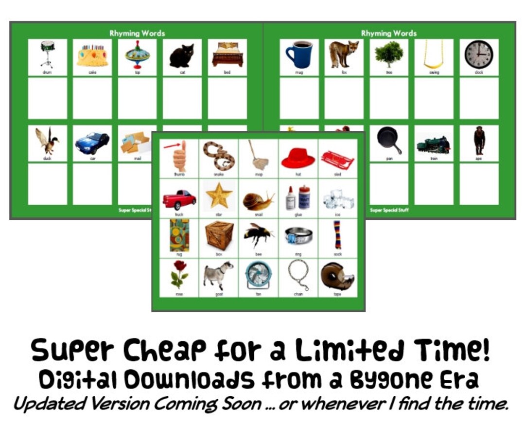 RHYMING WORDS Match & Sort W/ 20 PECS Cards : Instant Digital Download ...