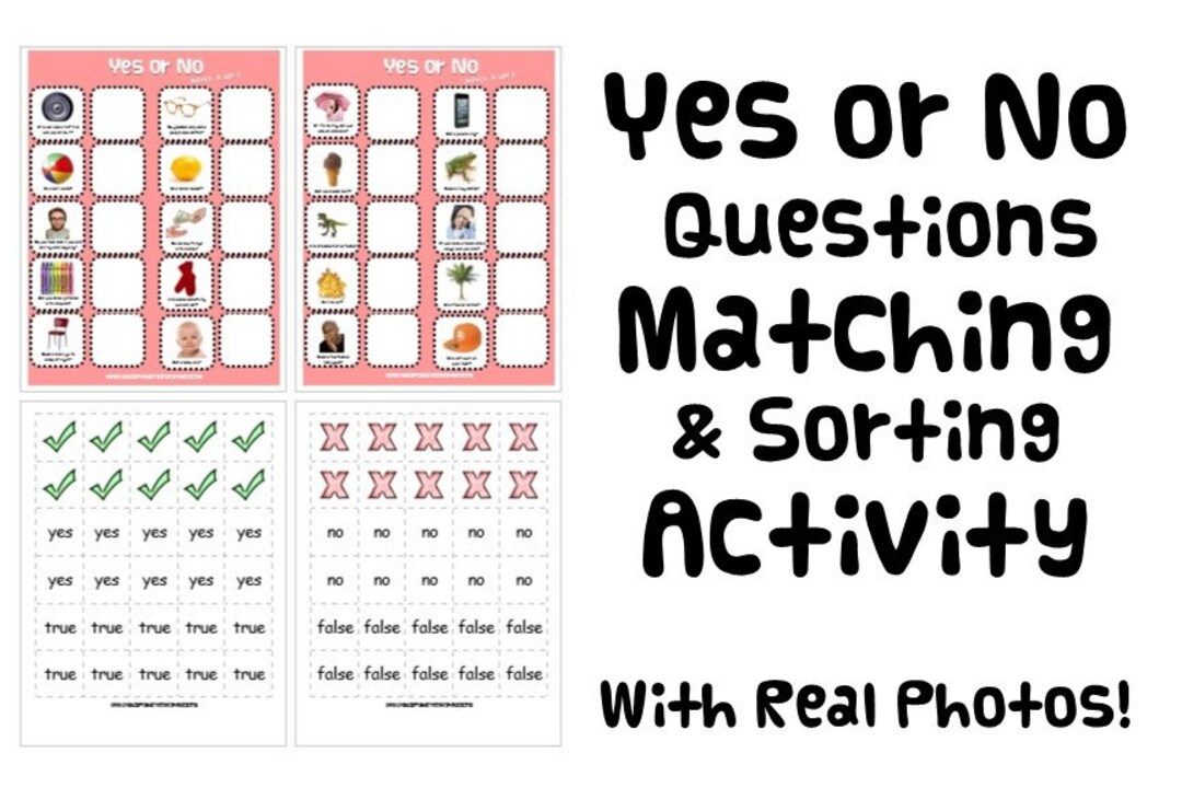 YES or NO QUESTIONS Matching & Sorting Activity : Autism Special ...