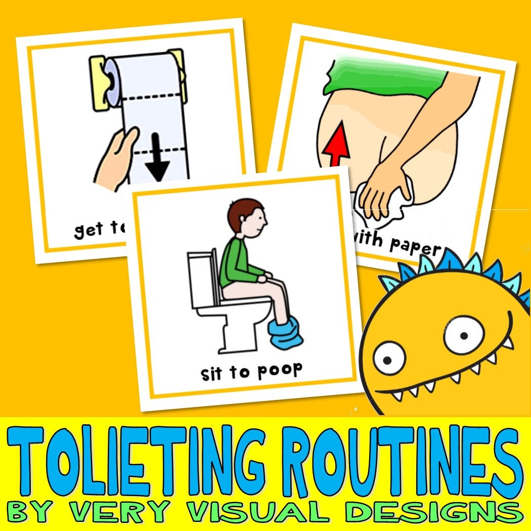 HOW TO POTTY : Boy & Girl Visual Routine Set Autism Toilet Bathroom ...