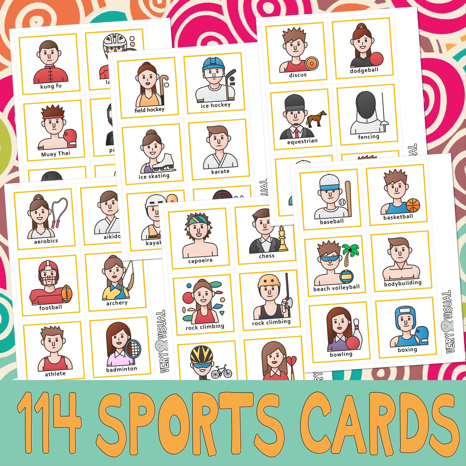 SPORTS CARDS 1 : Athlete Icons Active Lifestyle Flashcards Recreation ...