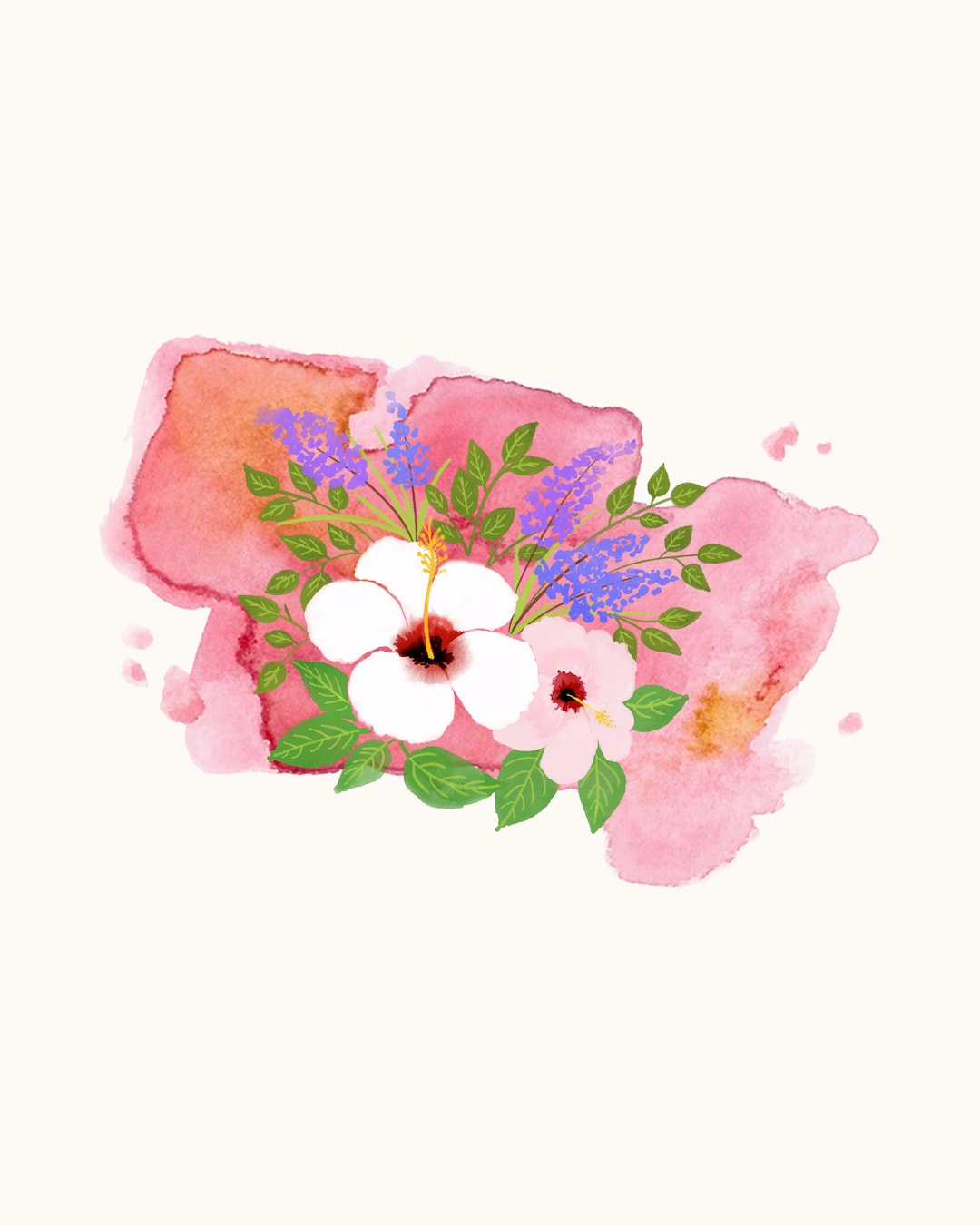 Pink Floral Watercolour Digital Print - Etsy