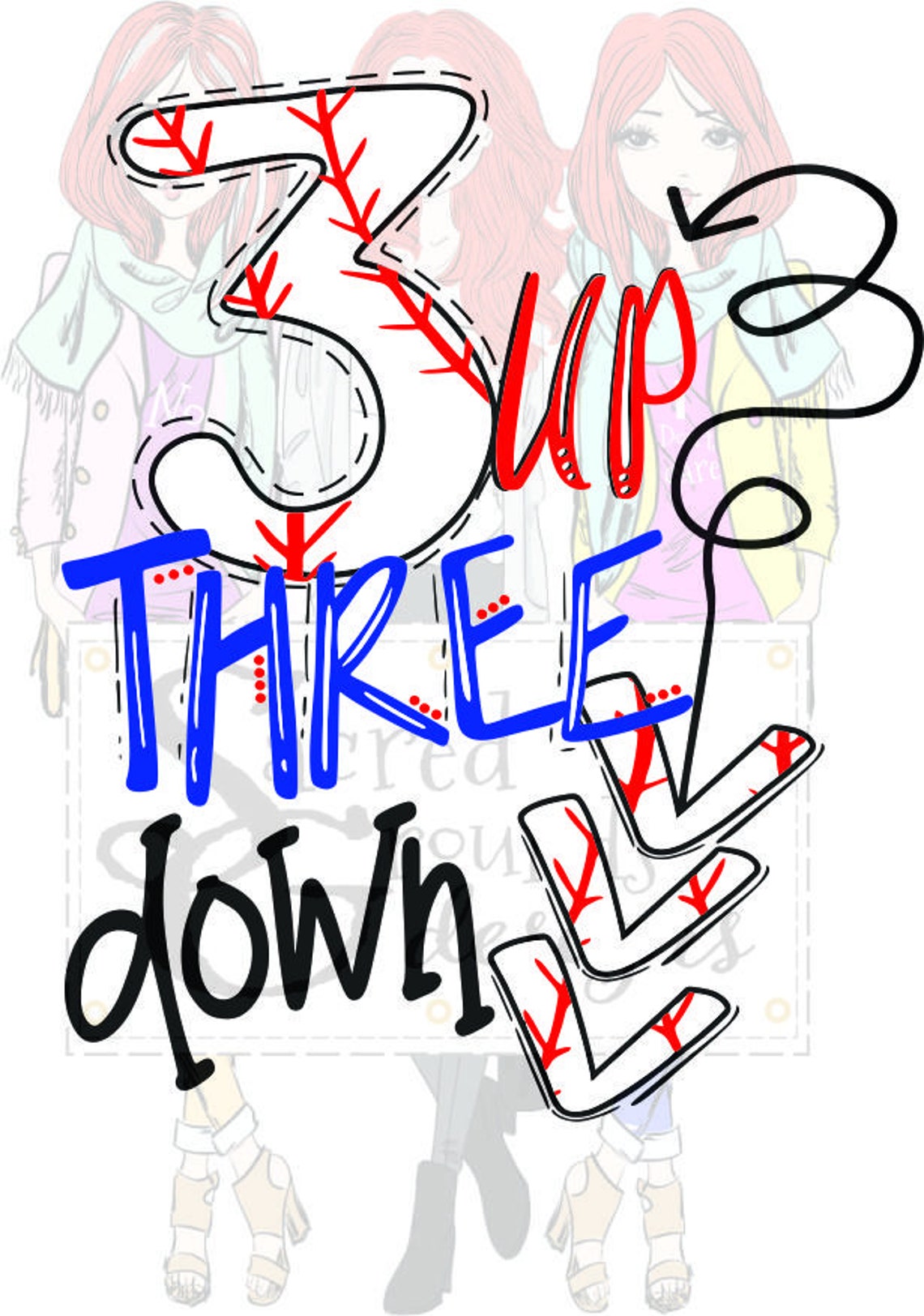 Baseball Three up Three Down Svg / Sublimation Design - Etsy