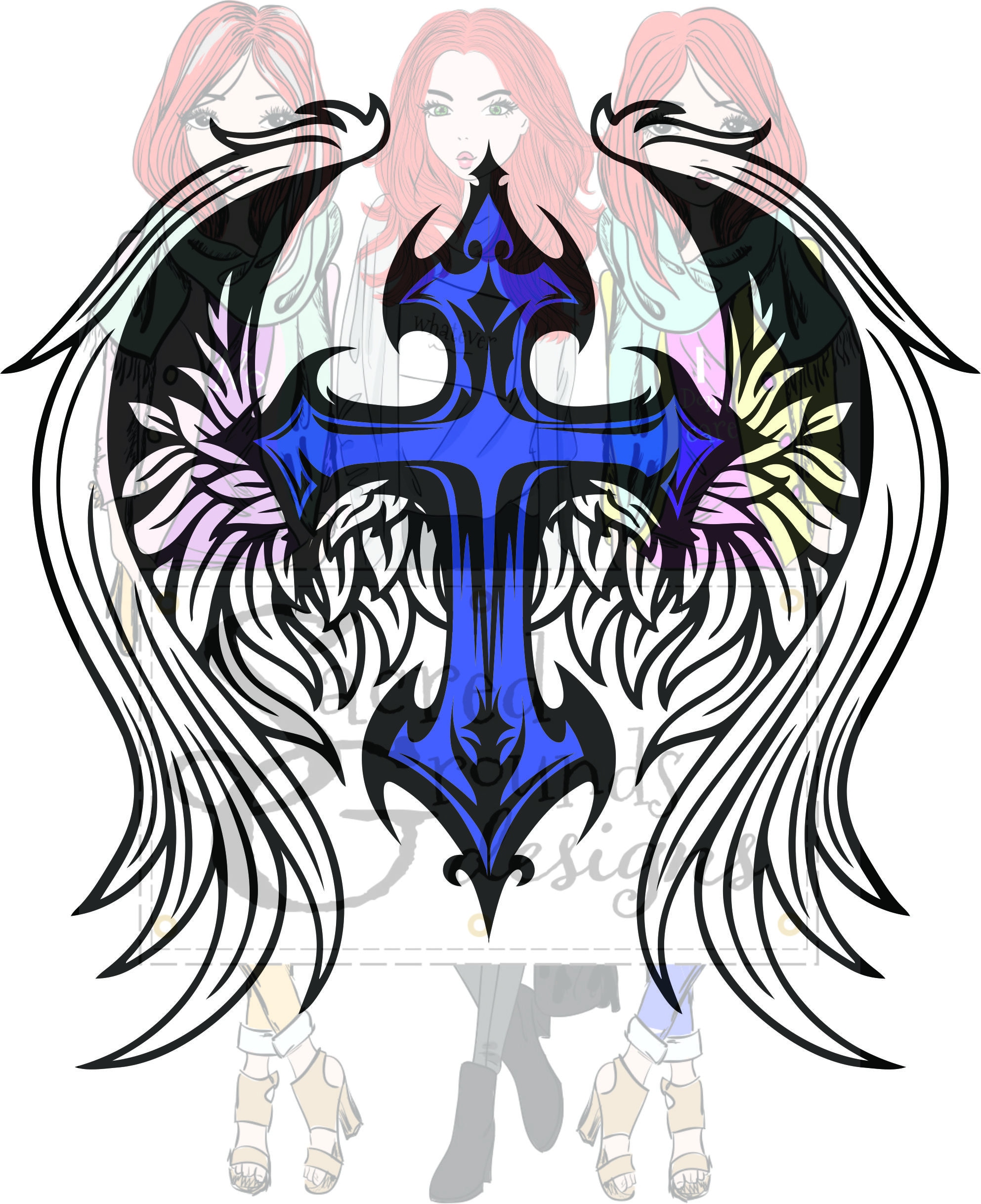 Tribal Cross With Wings