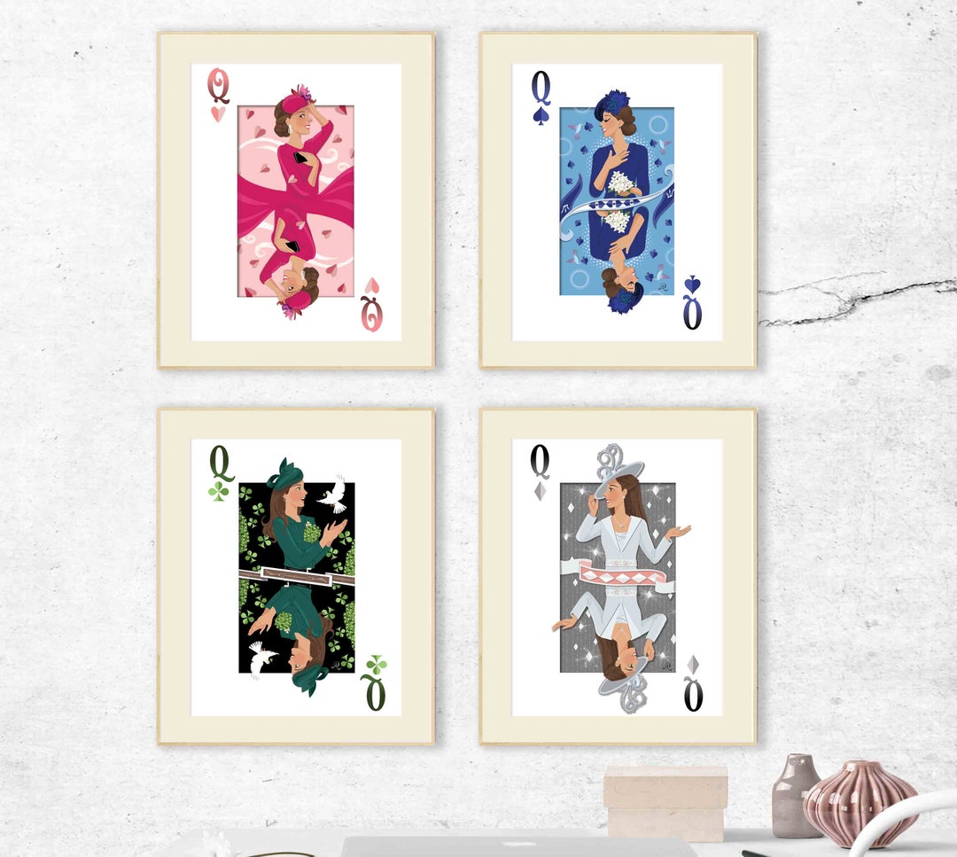 Set of FOUR Kate Middleton Art Card Illusrations - Etsy