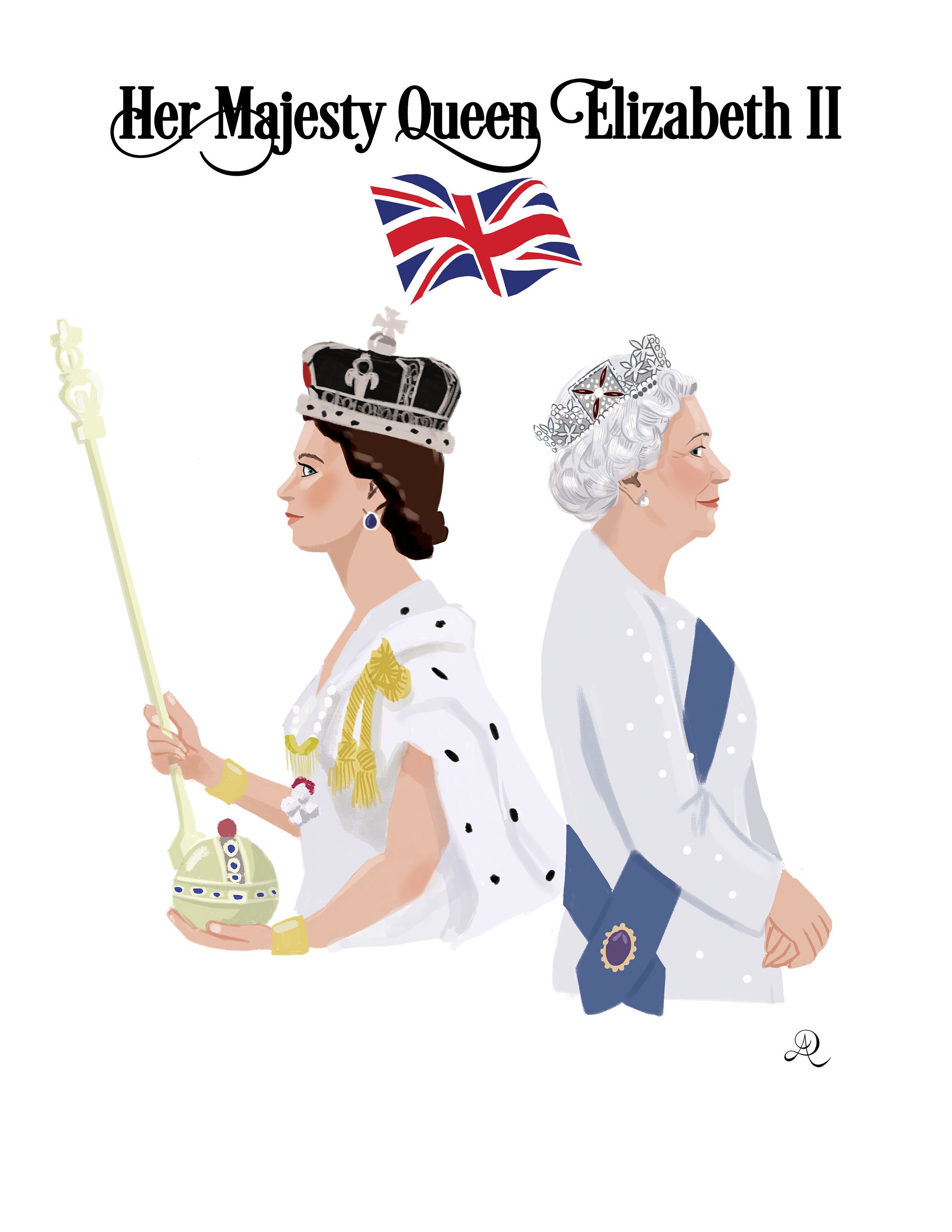 Queen Elizabeth Portrait Print | Etsy