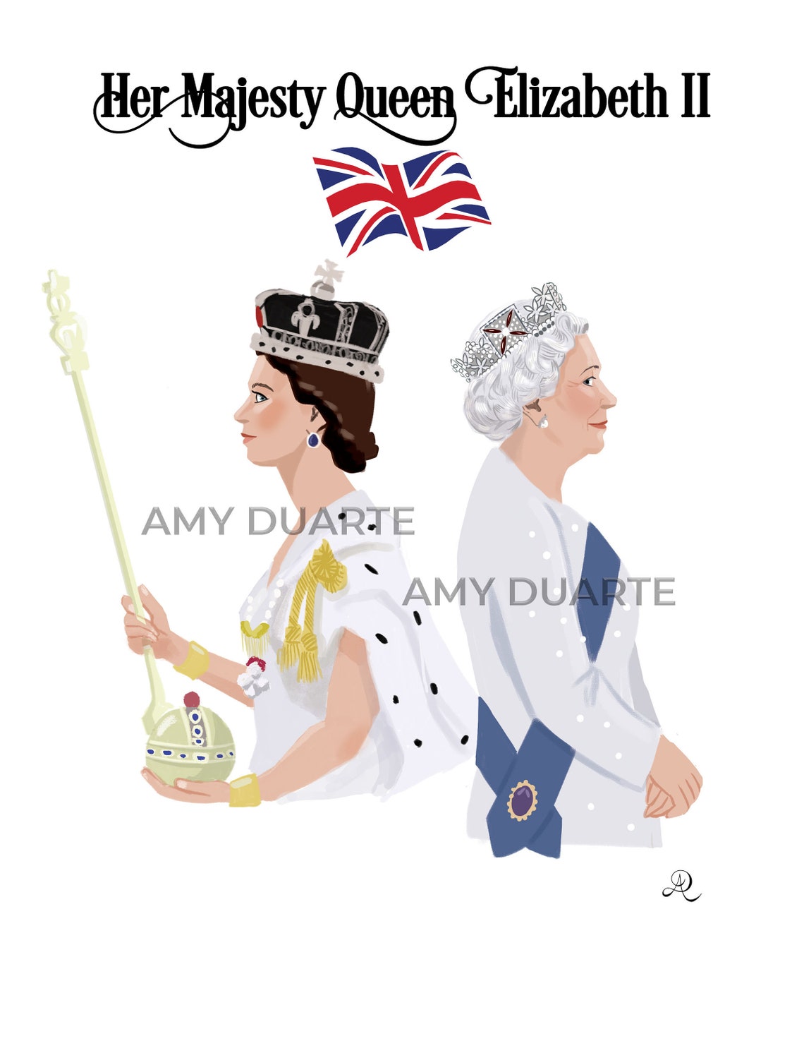Queen Elizabeth Portrait Print - Etsy