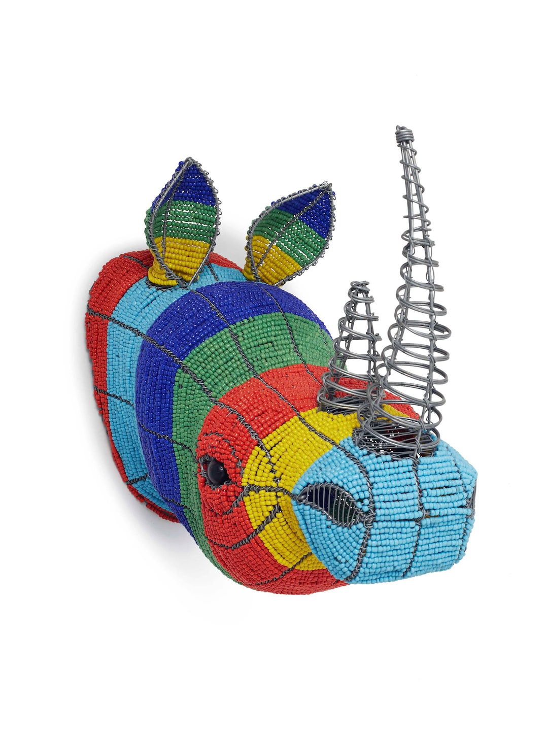 Colourful Beaded Rhino Head / African Beaded Animals / Funky Trophy ...