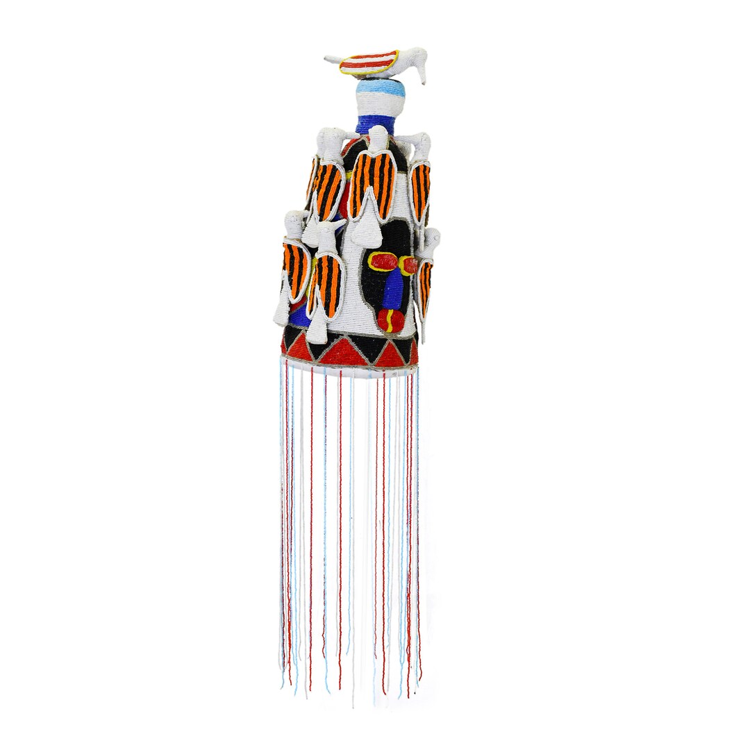 African Yoruba Tribal Crown | Tribal Decor | Beaded Yoruba Tribal Crown ...