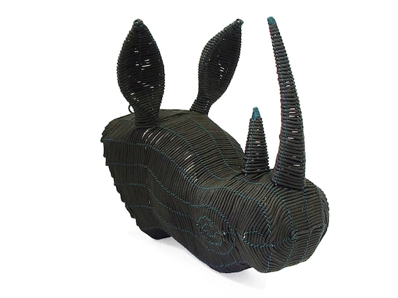 Rope and Wire Rhino Head Green Animal Wall Decor Animal | Etsy