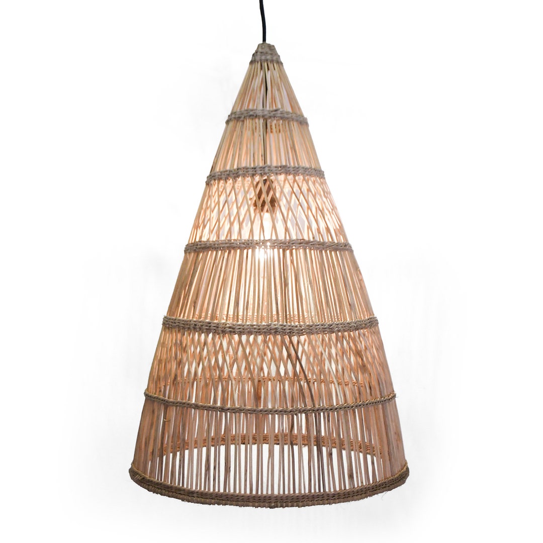 Natural Simple Rattan Cone Light | African Pendant Lampshade | Natural ...