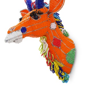 Mini Colourful Beaded Kudu Head | African Beaded Animals | Wall Decor ...
