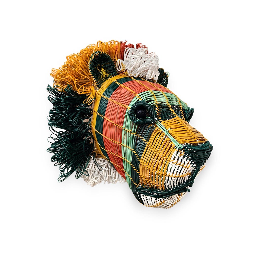 Wild Weave Lion – Handmade Telephone Wire Lion Head Wall Decor, African ...