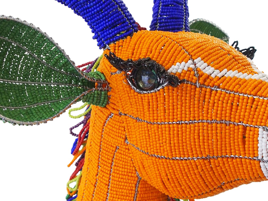 Beaded Kudu Head African Beaded Animals Wall Decor Funky | Etsy