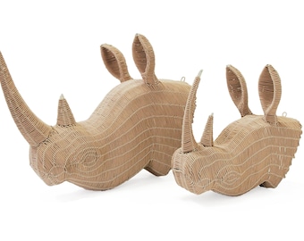 Rope and Wire Rhino Head Green Animal Wall Decor Animal | Etsy