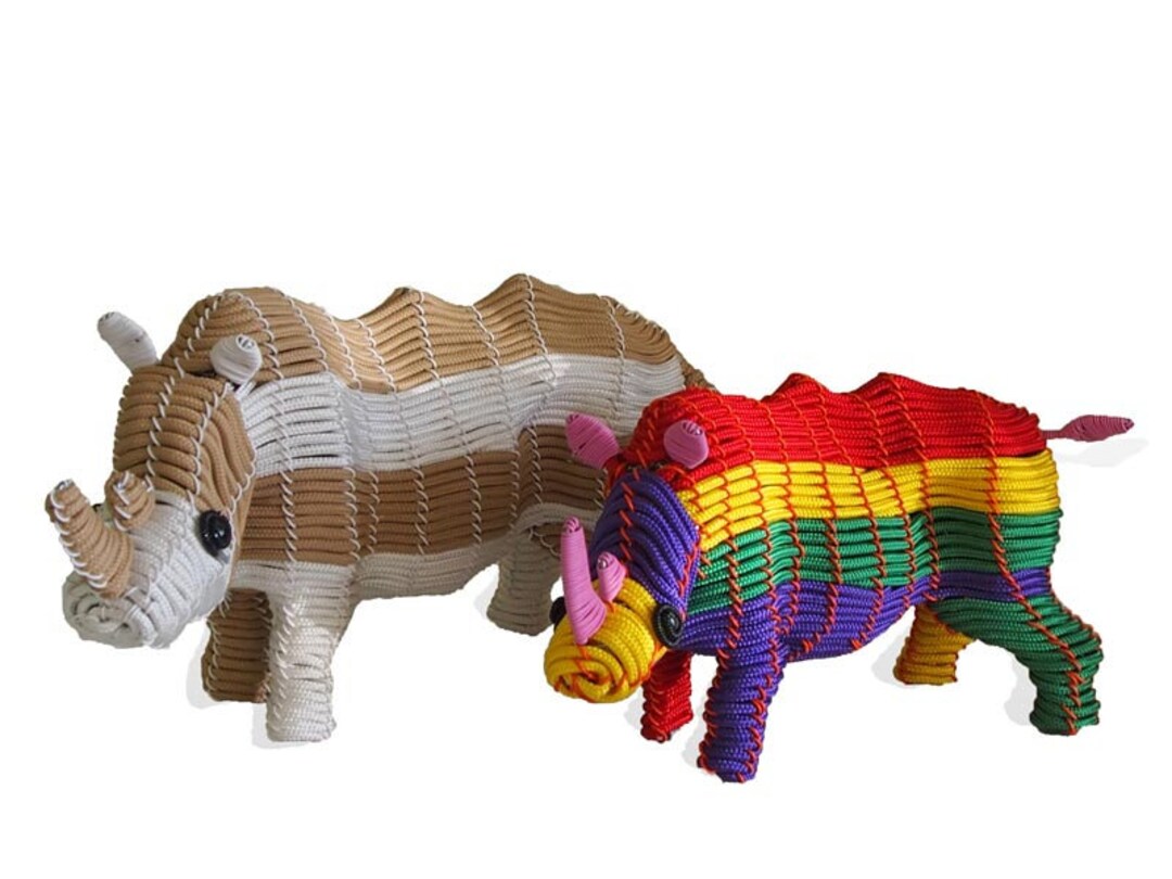 African in Colour - Wire and Rope Rhino / Multicolour or Natural ...