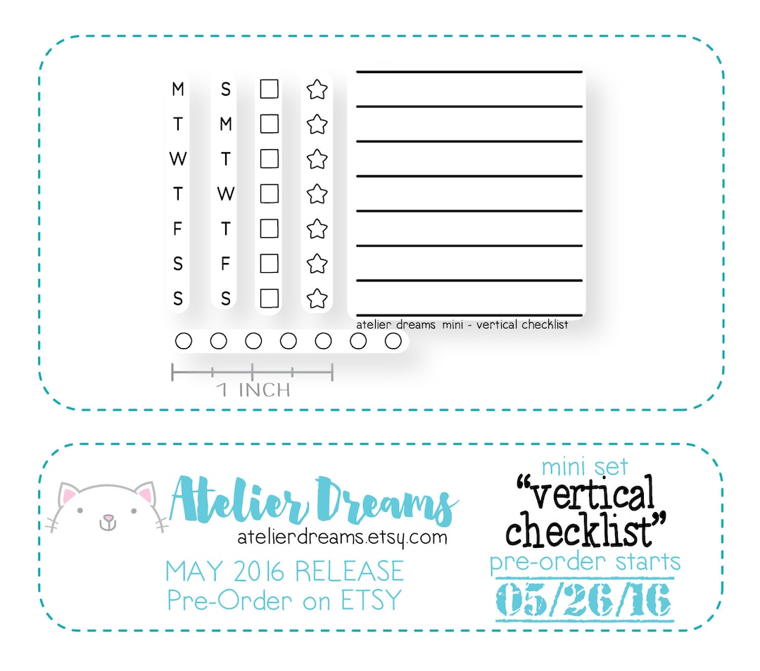 ADM-027 VERTICAL CHECKLIST - Mini - Planner Stamps (photopolymer Clear ...